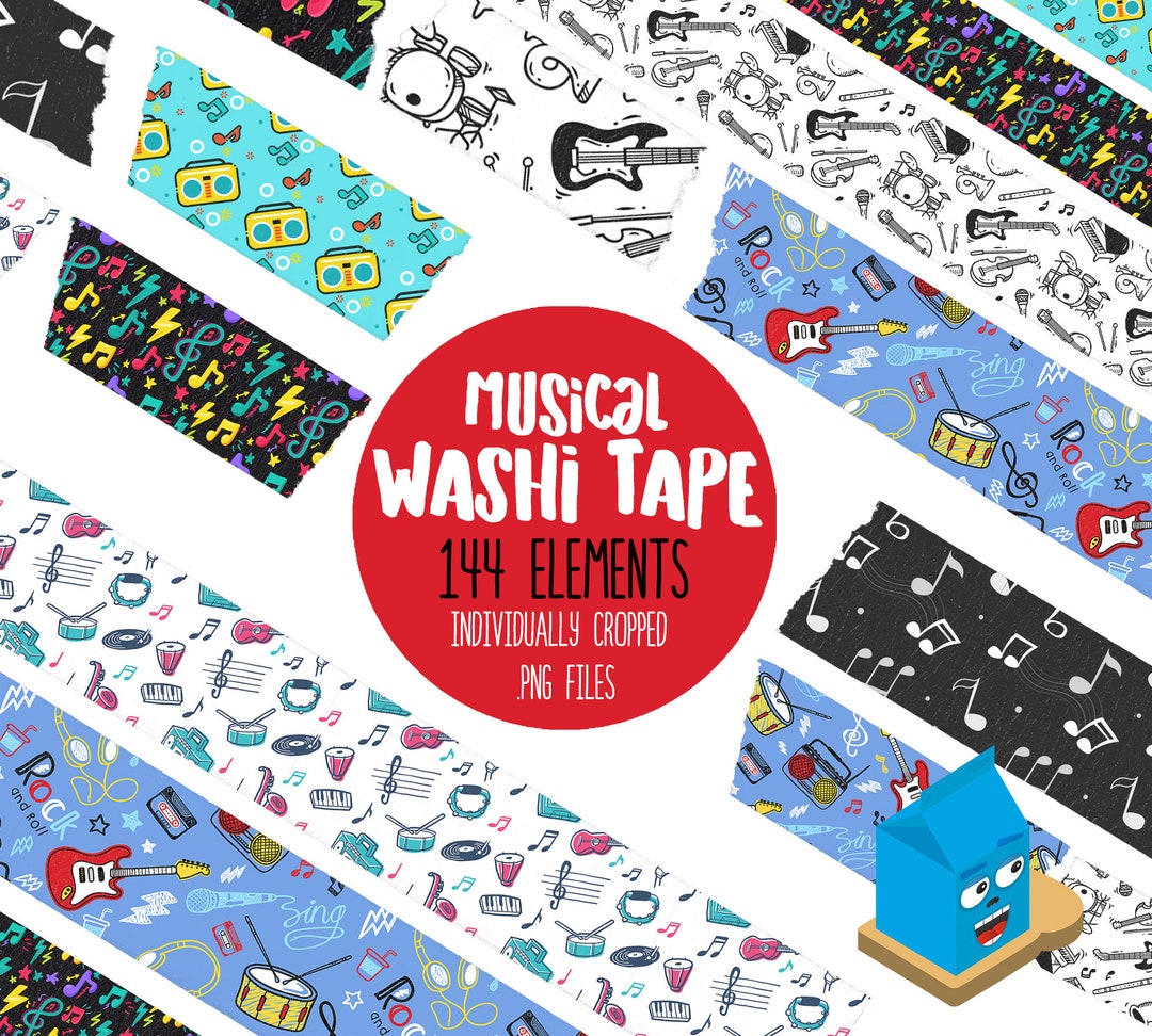 Digital Washi Tape Clipart Musical Sticker Set Digital Planner Stickers ...