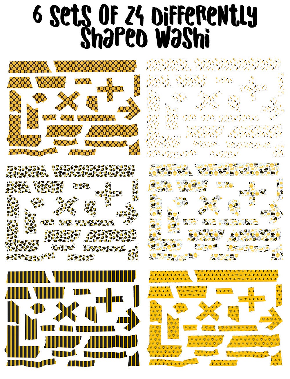 Digital Washi Tape Clipart Bee Bees Sticker Set Digital Planner ...