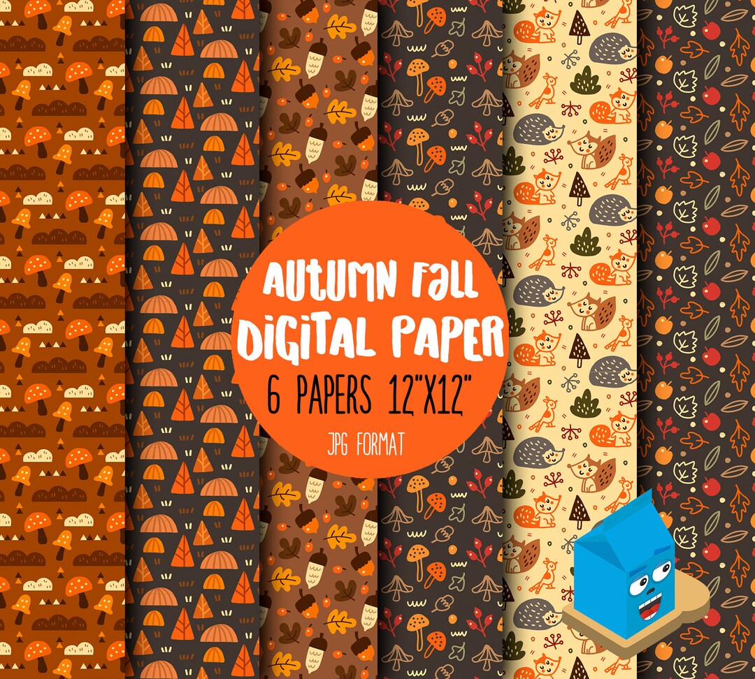Digital Paper Printable Clipart Fall Autumn Scrapbooking Digital Paper ...