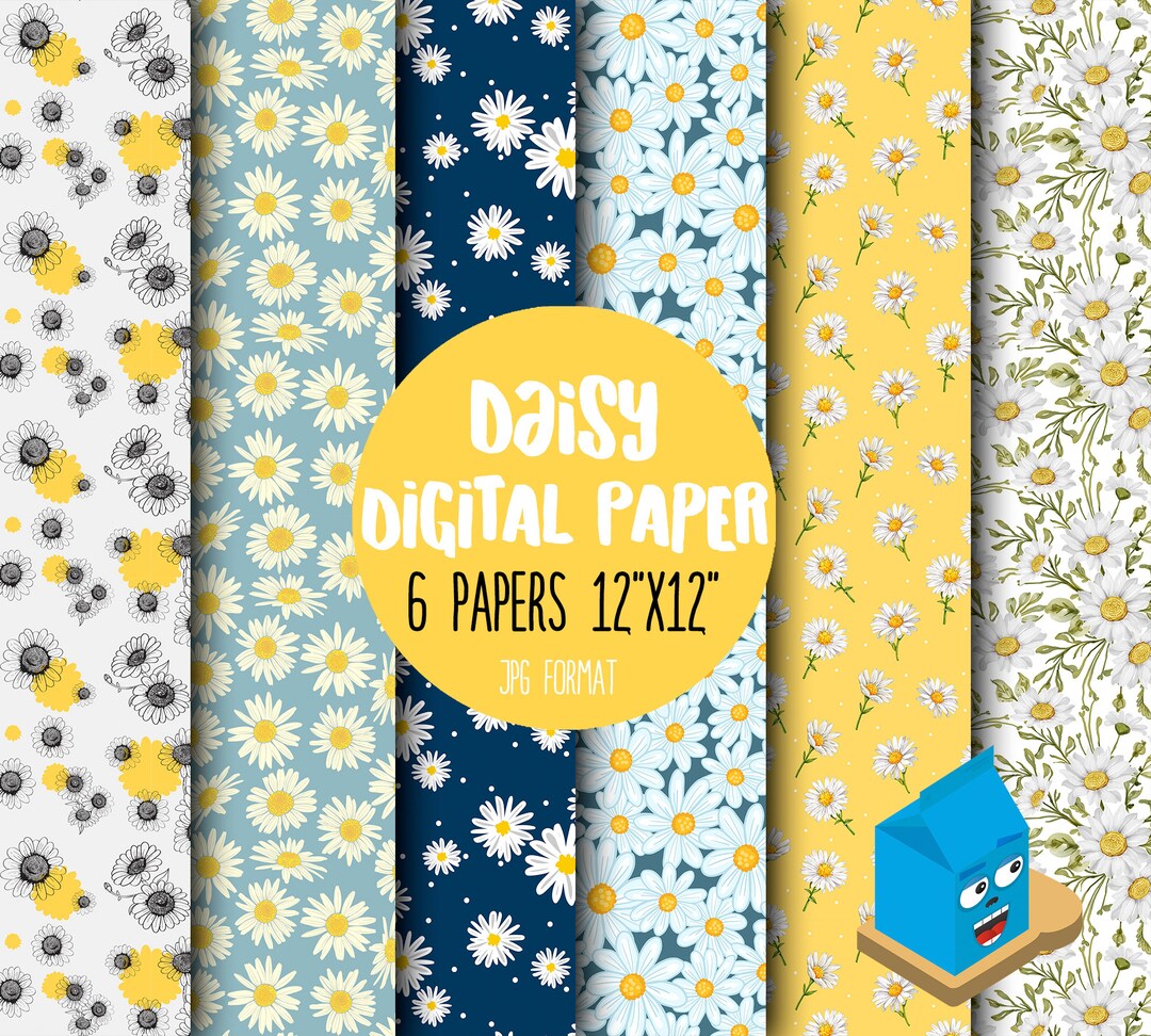 Digital Paper Printable Clipart Summer Daisy Scrapbooking Digital Paper ...
