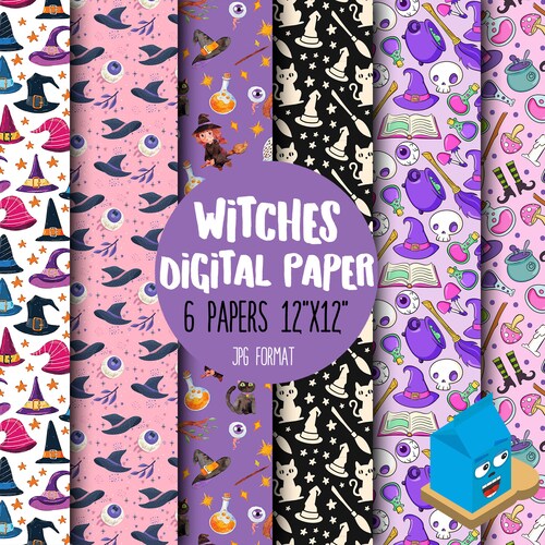 Digital Paper Printable Clipart Witch Scrapbooking Digital - Etsy