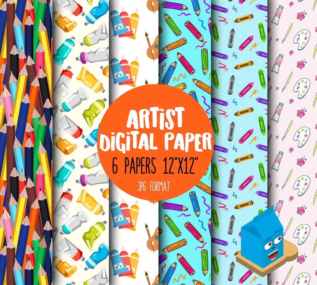 Digital Paper Printable Clipart Cute Artist Scrapbooking Digital Paper ...