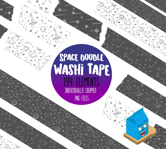 Digital Washi Tape Clipart Space Sticker Set Digital Planner - Etsy