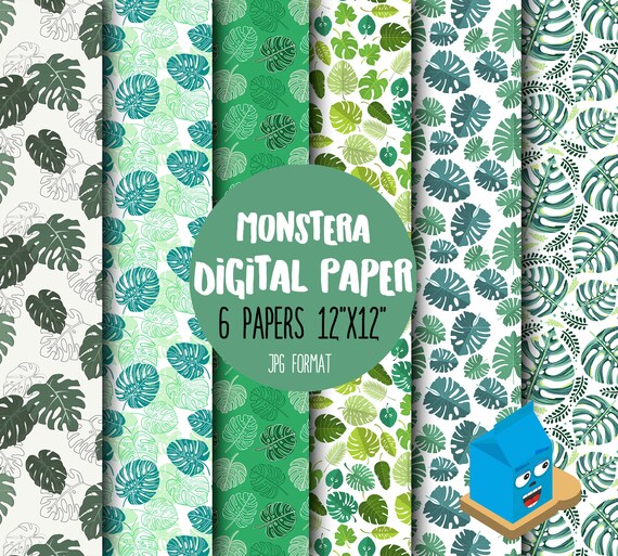 Digital Paper Printable Clipart Monstera Scrapbooking Digital - Etsy