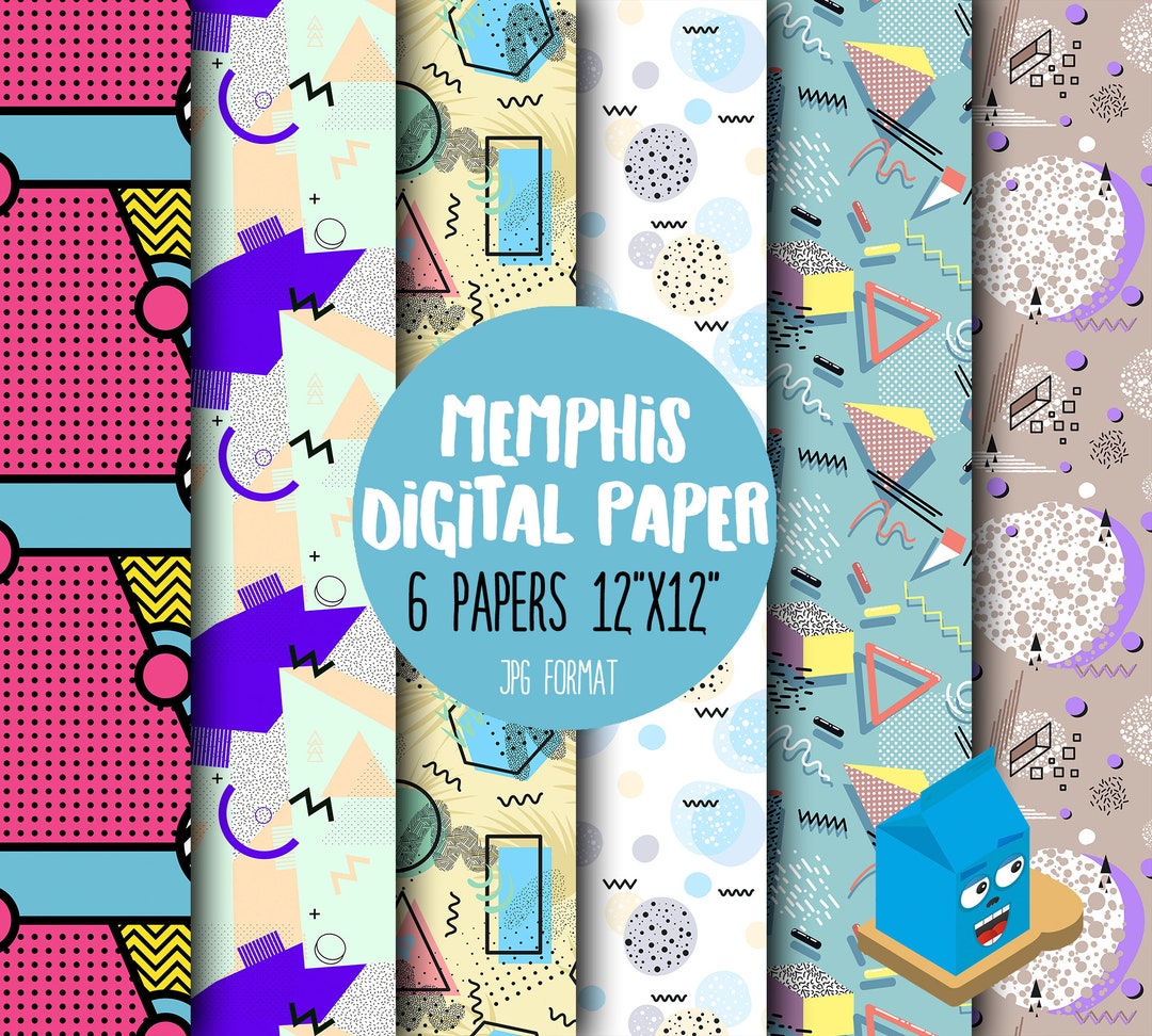 Digital Paper Printable Clipart Memphis Scrapbooking Digital - Etsy