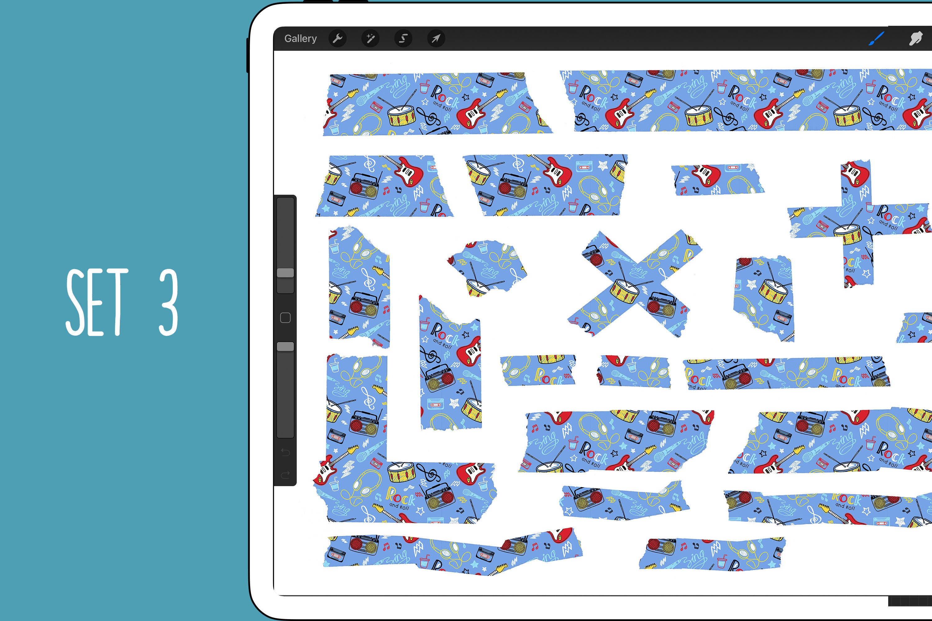 Digital Washi Tape Clipart Musical Sticker Set Digital Planner Stickers ...