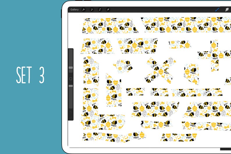 Digital Washi Tape Clipart Bee Bees Sticker Set Digital Planner ...