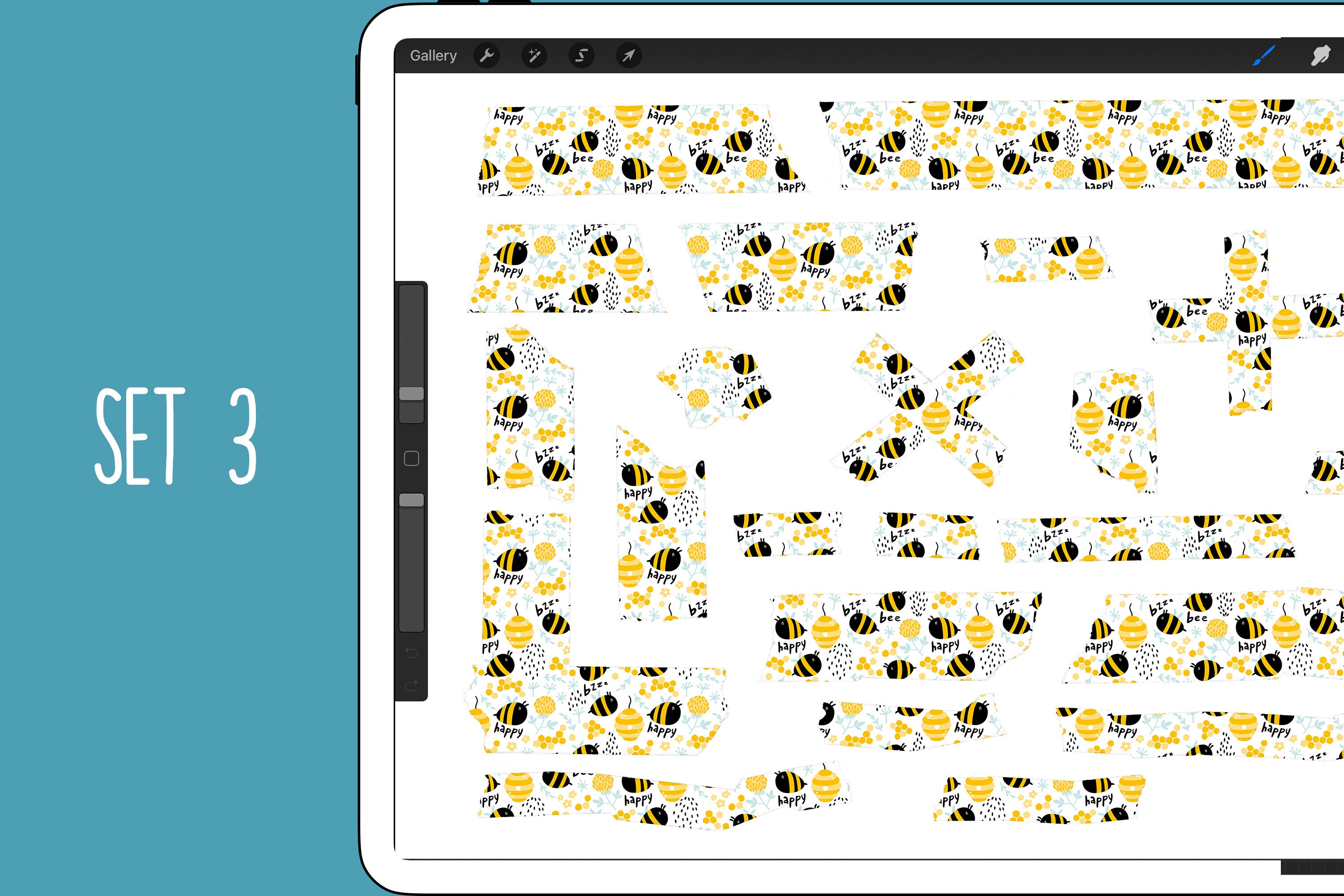 Digital Washi Tape Clipart Bee Bees Sticker Set Digital Planner ...