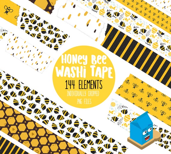 Digital Washi Tape Clipart Bee Bees Sticker Set Digital | Etsy