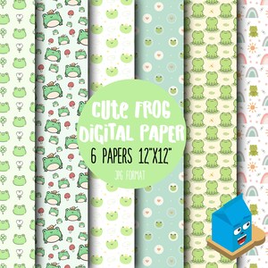Digital Paper Printable Clipart Cute Frog Scrapbooking Digital Paper ...