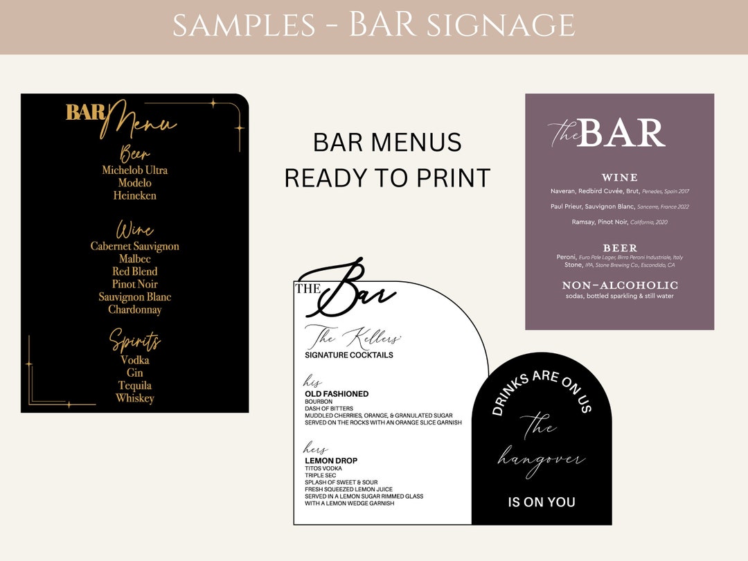 Custom Bar Menu Digital Design (1 Design) / Graphic Design / SVG PNG ...