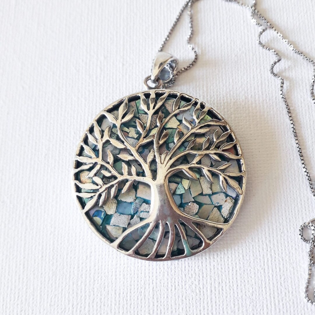 Round Tree of Life Glass Pendant | Ancient Roman Tree of Life Necklace ...