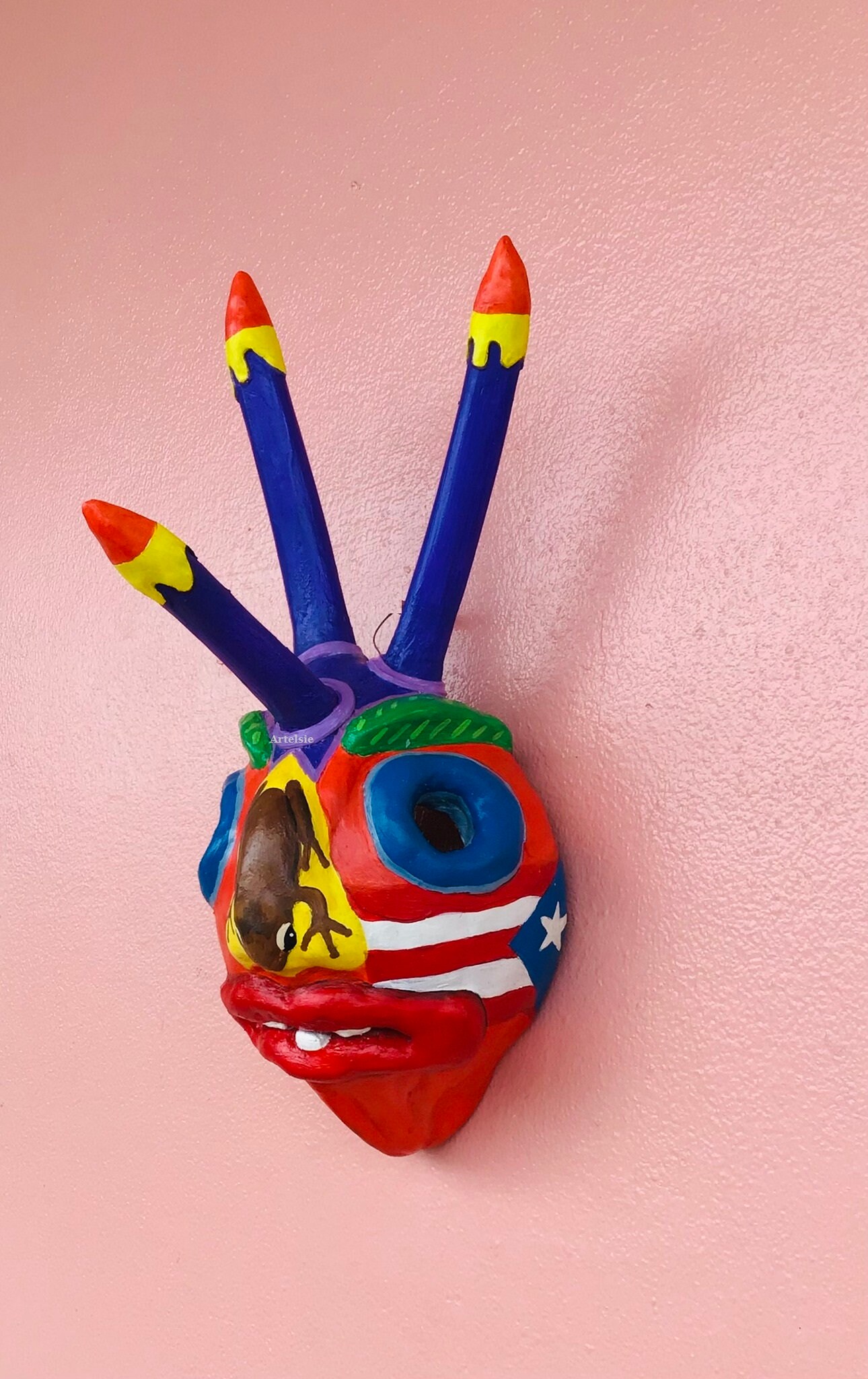 Puerto Rican Bladder Mask Loíza Mask Hand Carved Coconut - Etsy