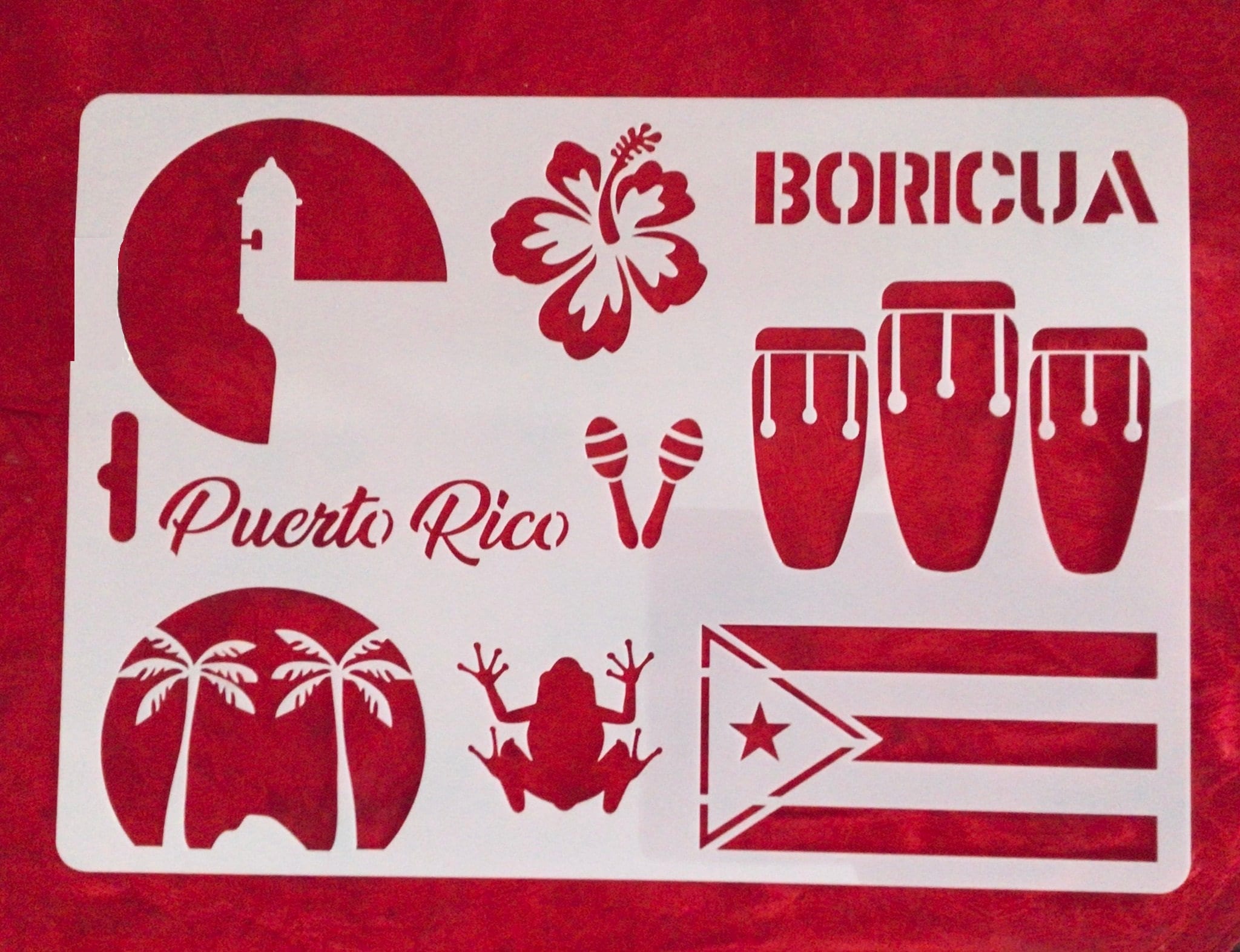 Puerto Rico Themed Stencil 11 X 7.5 - Etsy