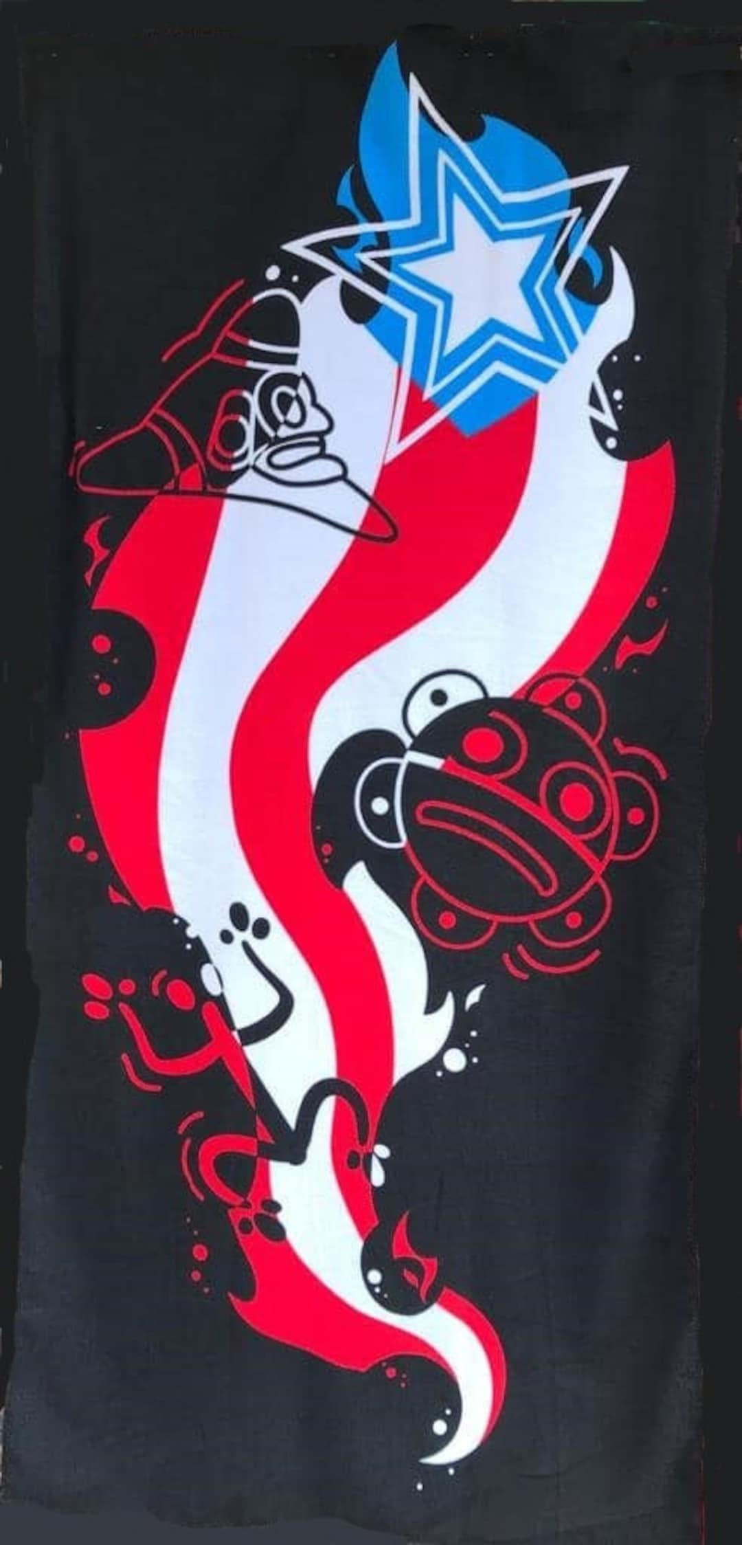 Beach Towel With Puerto Rico Flag. Morro and Flower of Maga or Taíno ...