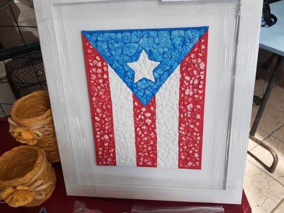 Cuadro de la Bandera de Puerto Rico en falso mosaico acrílico - Etsy España