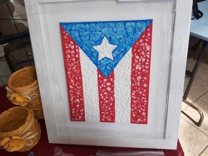 Cuadro de la Bandera de Puerto Rico en falso mosaico acrílico - Etsy España