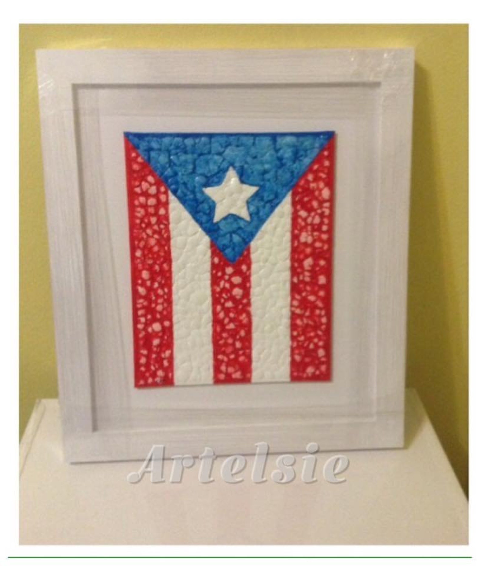 Cuadro de la Bandera de Puerto Rico en falso mosaico acrílico | Etsy