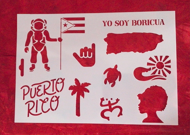 Puerto Rico Themed Stencil 11 X 7.5 - Etsy