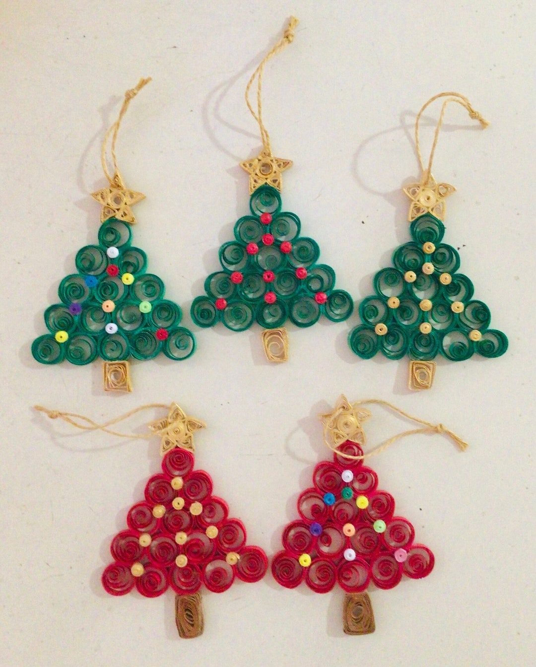 Set of 5 Filigree Christmas Trees on Paper. Decoration for the ...