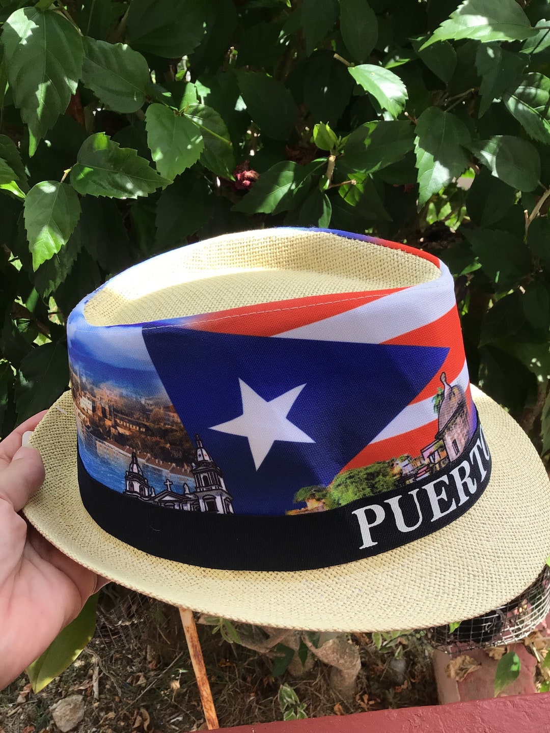 Straw Hat With Landscape and Puerto Rico Flag. Tropical Hat, Elegant ...