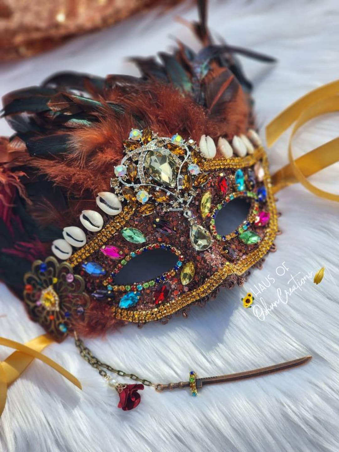 Oya Mask Mascara for Orisha Oya Yansan Jecuajey With Rhinestones ...