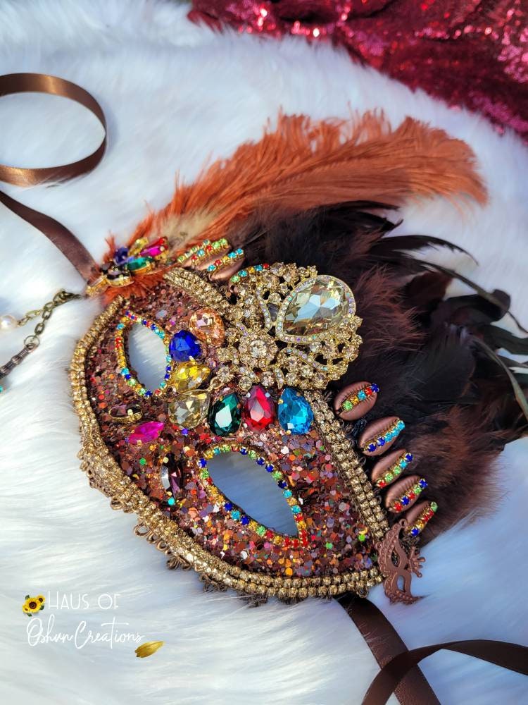 Oya Mask Mascara for Orisha Oya Yansan Jecuajey With Rhinestones ...