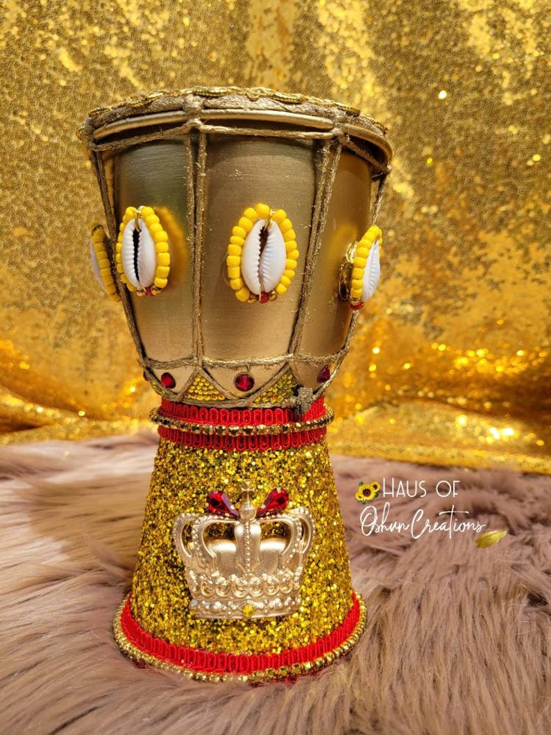 Oshun Ochun Ibu Ana Inspired Djembe Drum With Cowrie Shells and Gold ...