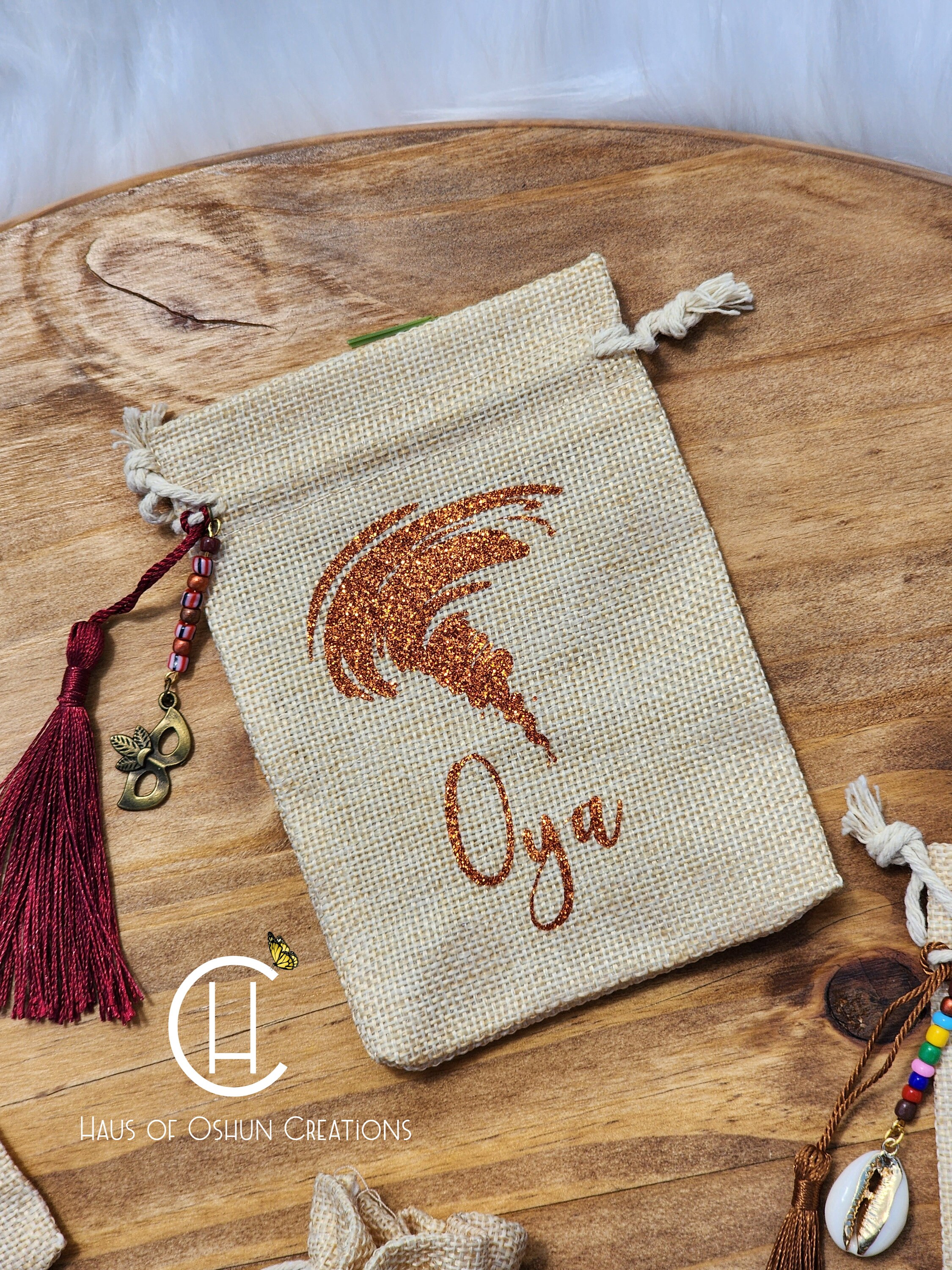 Orisha Inspired Cowrie Shell Bags ~ Set of 7 Eleggua, Obatala, Oshun ...