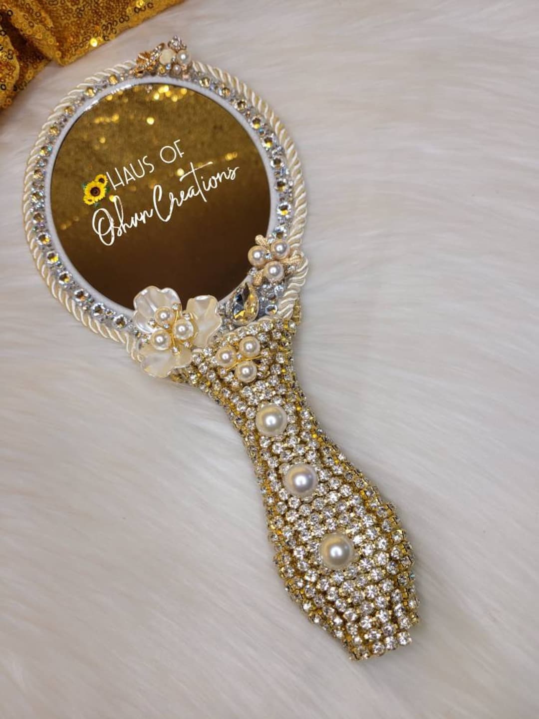 Orisha Oricha Oshun Ochun Inspired Mirror Espejo With Rhinestones, Faux ...