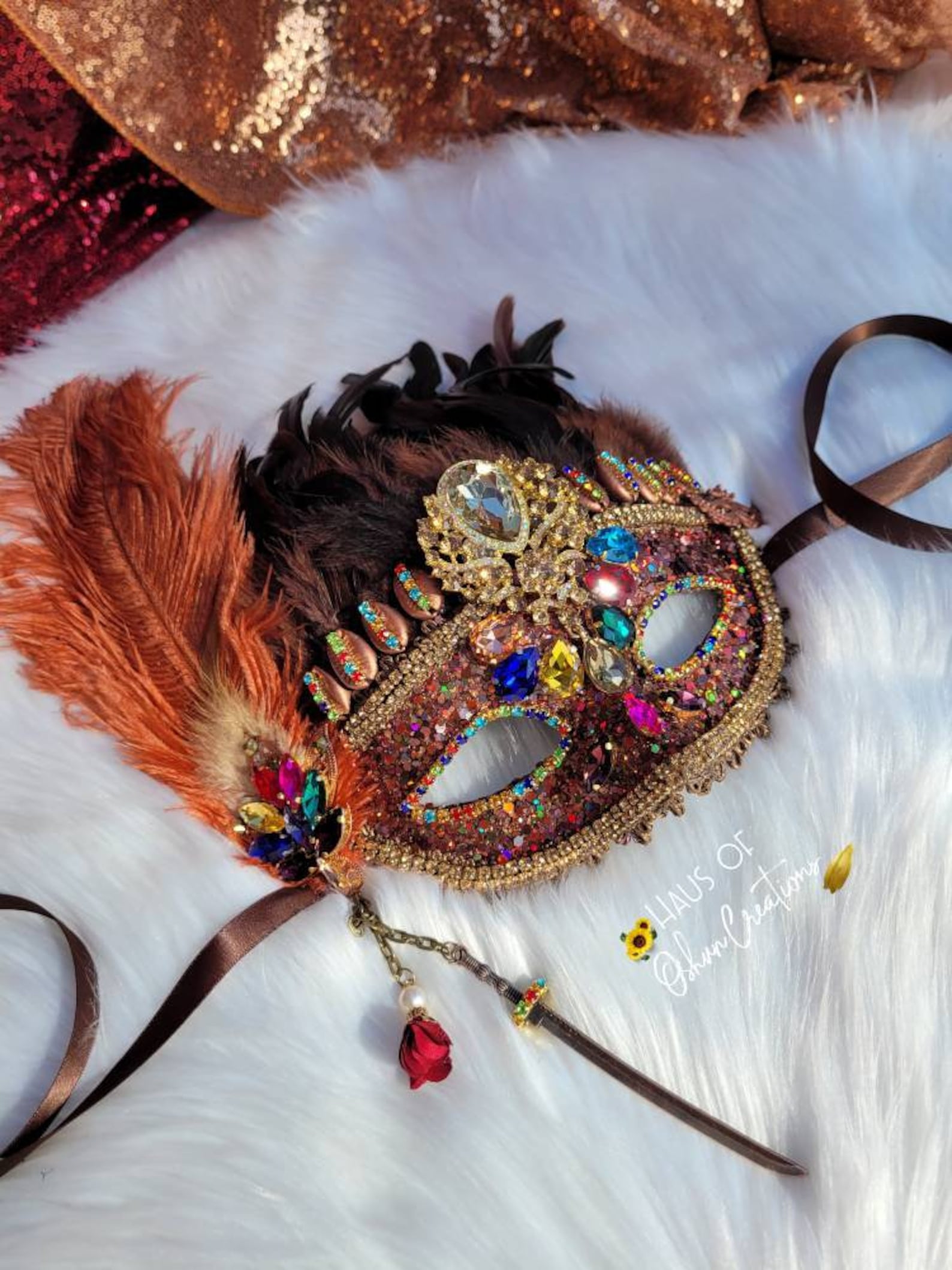 Oya Mask Mascara for Orisha Oya Yansan Jecuajey With Rhinestones ...