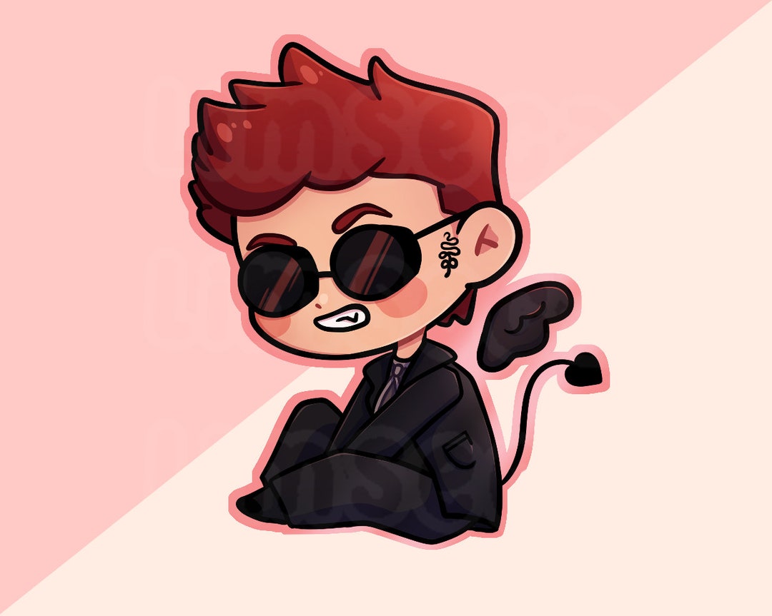 Goomens Demon Glossy Vinyl Sticker Cute Chibi Good Omen Sticker, Die ...