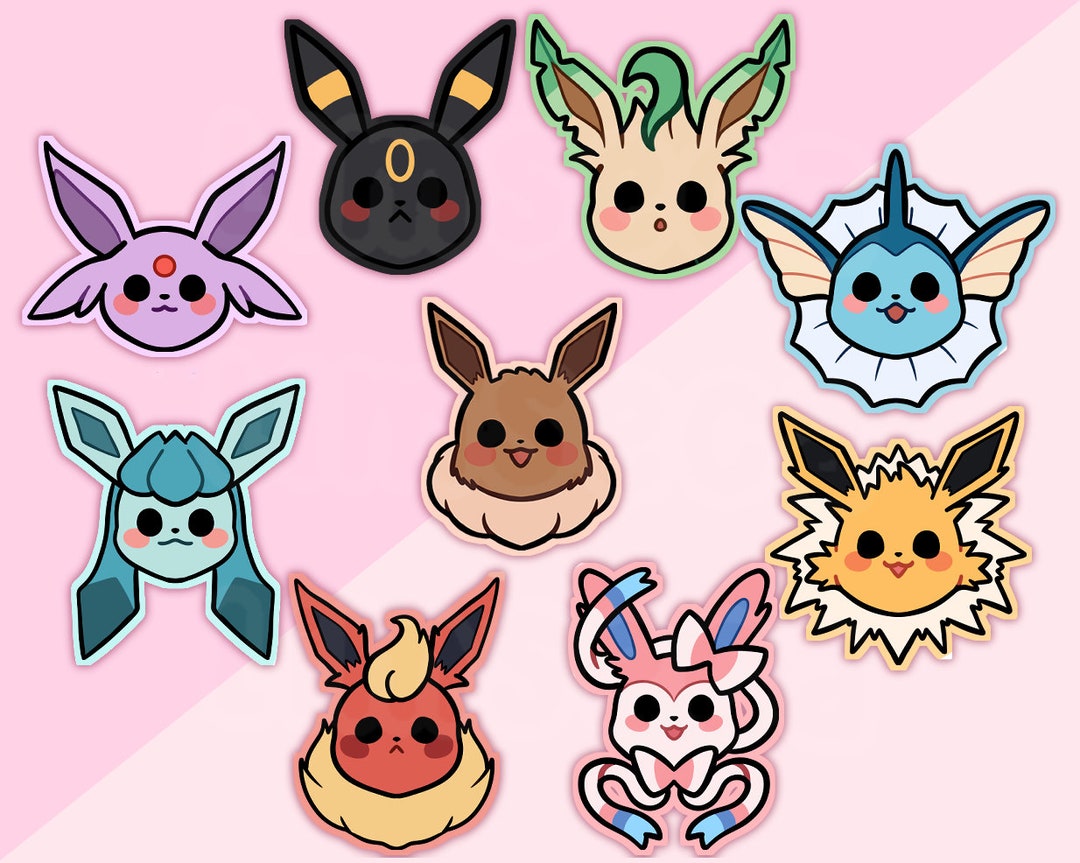 Chibi-lutions Glossy Vinyl Stickers || Cute Pokemon Eeveelutions ...