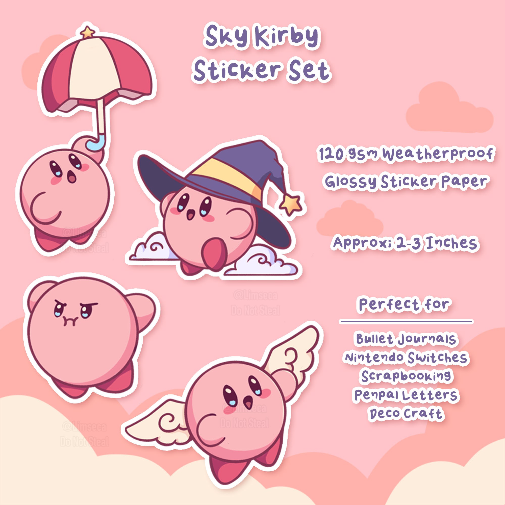 Witch Kirby Glossy Vinyl Sticker Cute Video Game Stickers - Etsy