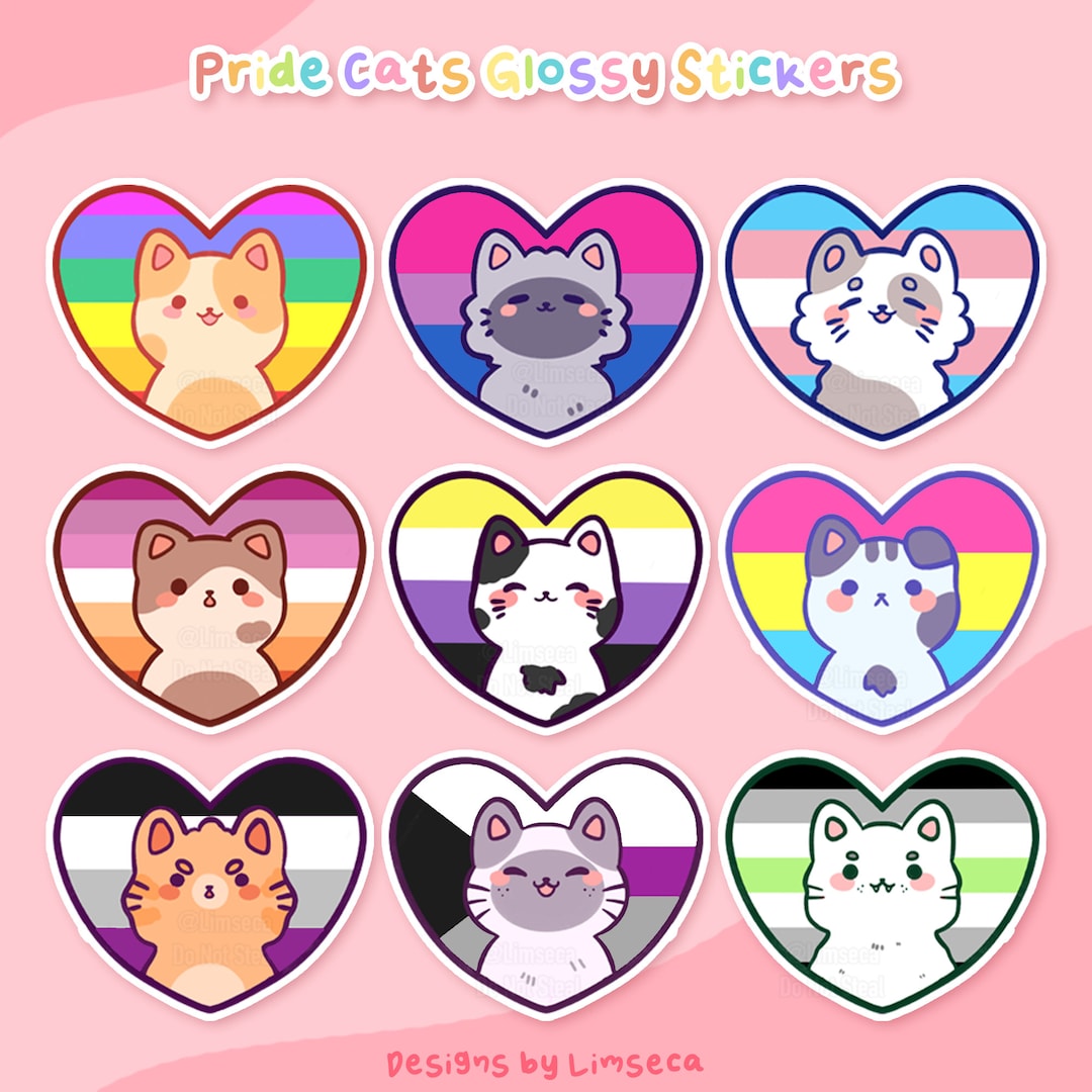 Pride Cats Glossy Vinyl Stickers Cute Lgbt Sticker Gay Bisexual