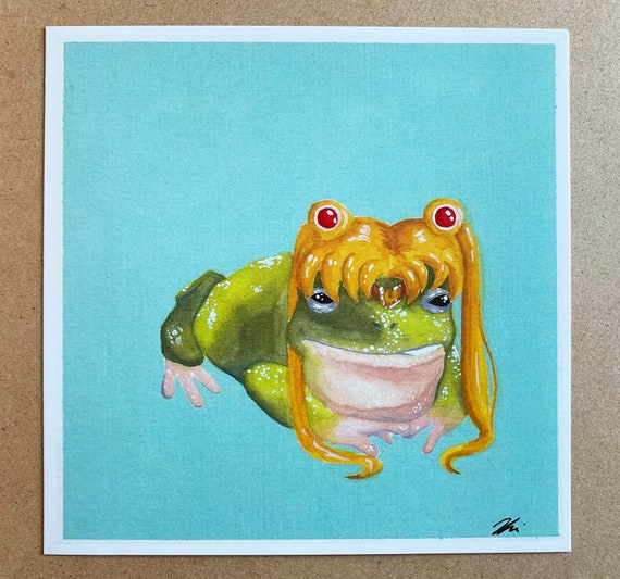 Sailor Moon Frog Art Print Frog Art Frogcore Art Print - Etsy