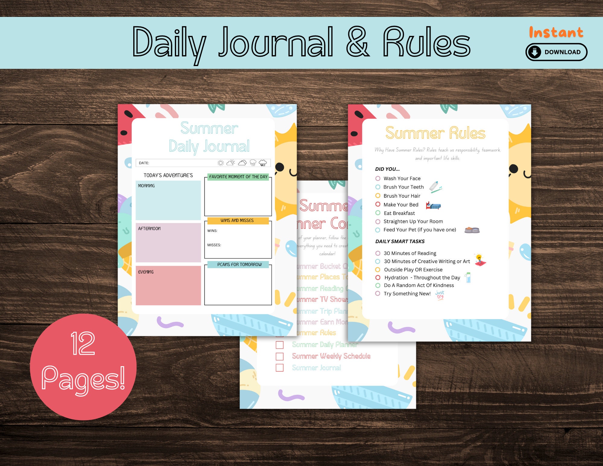 2024 SUMMER Kids Planner Bundle Calendars Checklists Trip Planner ...