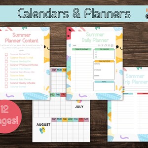 2024 SUMMER Kids Planner Bundle Calendars Checklists Trip Planner ...