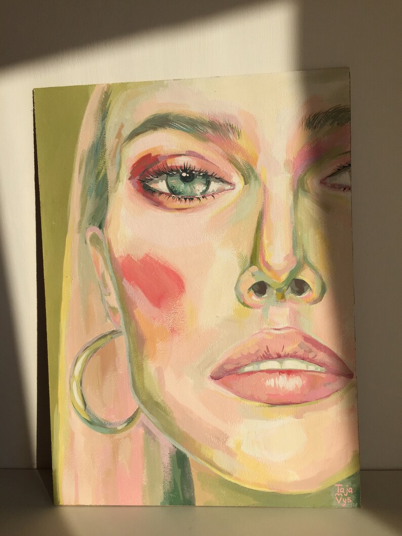 Soft Portrait Painting Gouashe Personal Gift Modern Art - Etsy