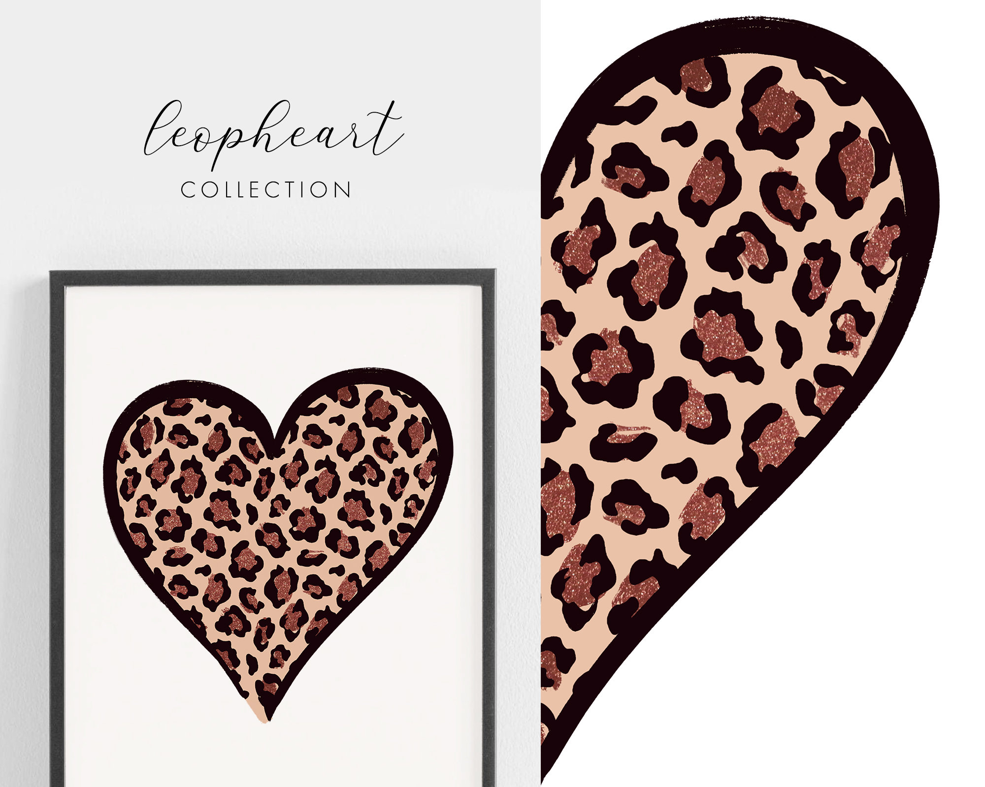 Mini Glitter Leopard Heart PNG ~ Hand Drawn Heart ~ Sublimation Design ...