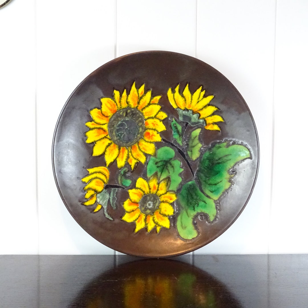 Vintage Wall Plate Ruscha 717/3, Wall Ceramics With Sunflowers, West ...