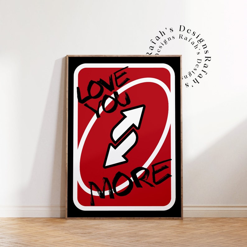 Love Uno Reverse Wall Art - Retro Typography Trendy Preppy Room Decor ...