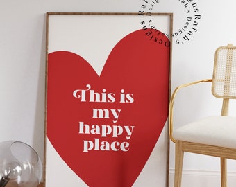 This is My Happy Place Printable Wall Art Maximalist Typography Trendy ...