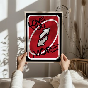 Love Uno Reverse Wall Art - Retro Typography Trendy Preppy Room Decor ...