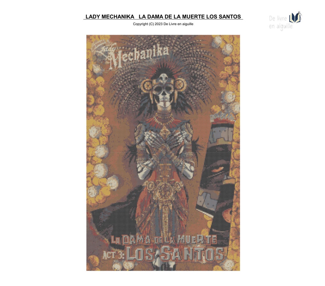 Cross Stitch Pattern Lady Mechanika La Dama De La Muerte Los Santos - Etsy
