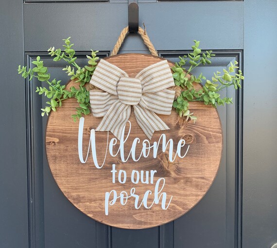 Welcome to our Porch Sign Round Porch Sign Round Door | Etsy