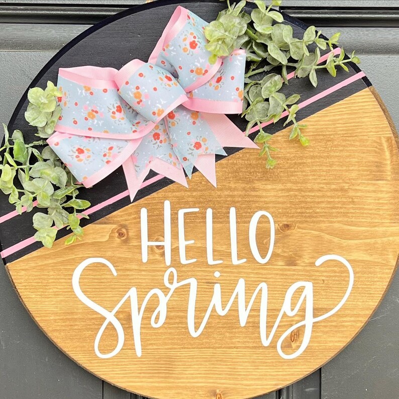 Hello Spring Door Hanger Spring Door Hanger Round Spring - Etsy