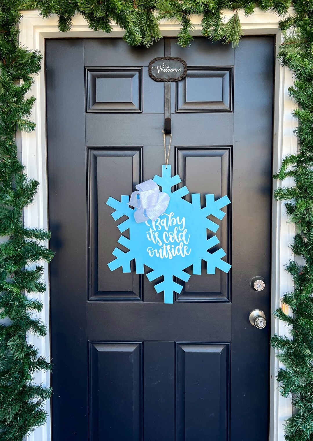 Handmade Snowflake Winter Door Hanger: 'Baby it's Cold Outside' - Etsy ...