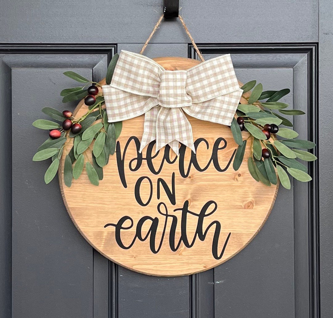 Christmas Door Hanger | Peace on Earth Door Hanger | Christmas Door ...