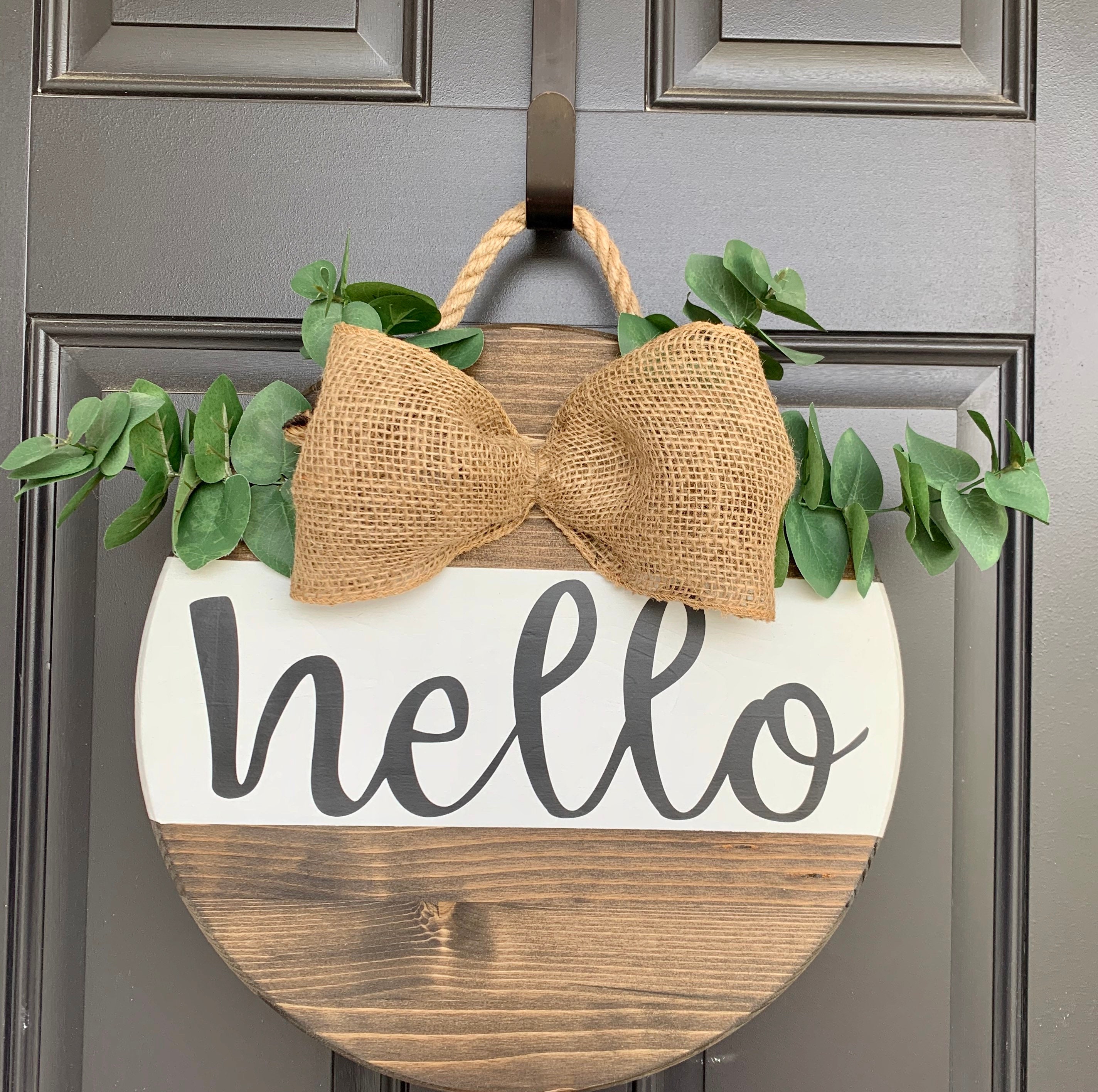 Hello Door Hanger Round Hello Door Sign Round Hello Door | Etsy